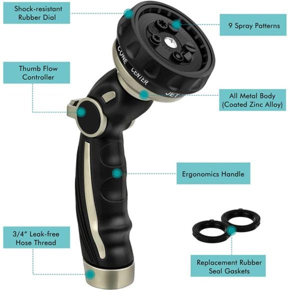 Other | Hose Nozzle Heavy Duty Metal Water Hose Sprayer For Garden 9 ...